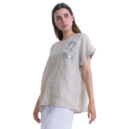 Italian Linen Top - Beige – Berry Lush Designs