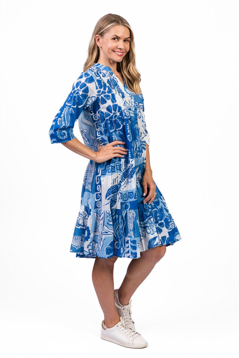 Beth Pleated Dress - MonoSea Blue – Berry Lush Designs